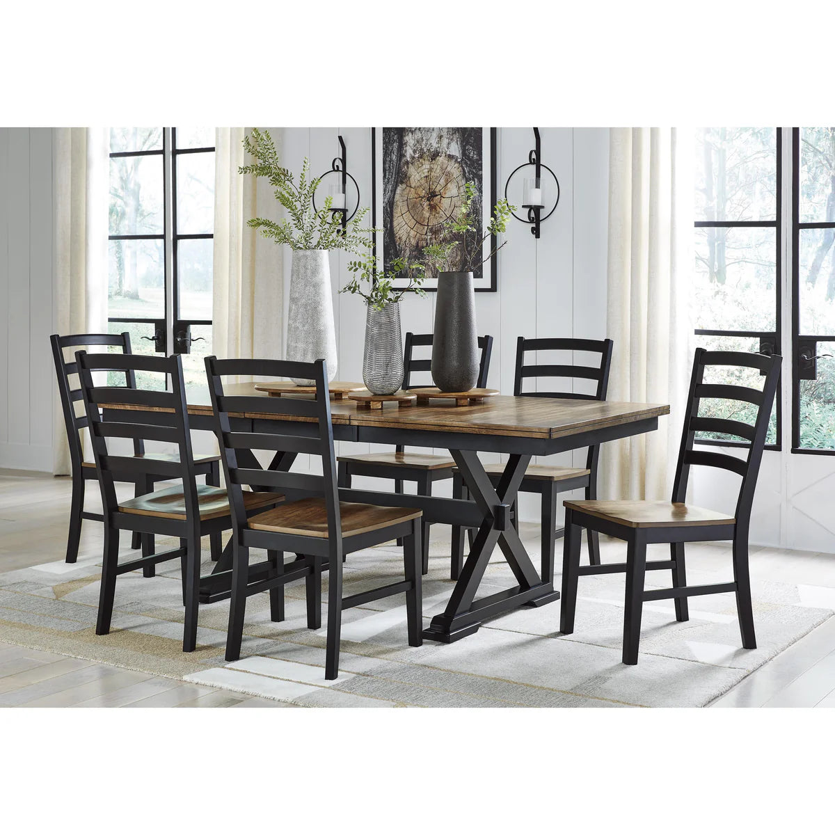 Ashley Wildenauer Extension Dining Table w/6 Ladder Back Chairs Bundle – Washburn's Home Furnishings