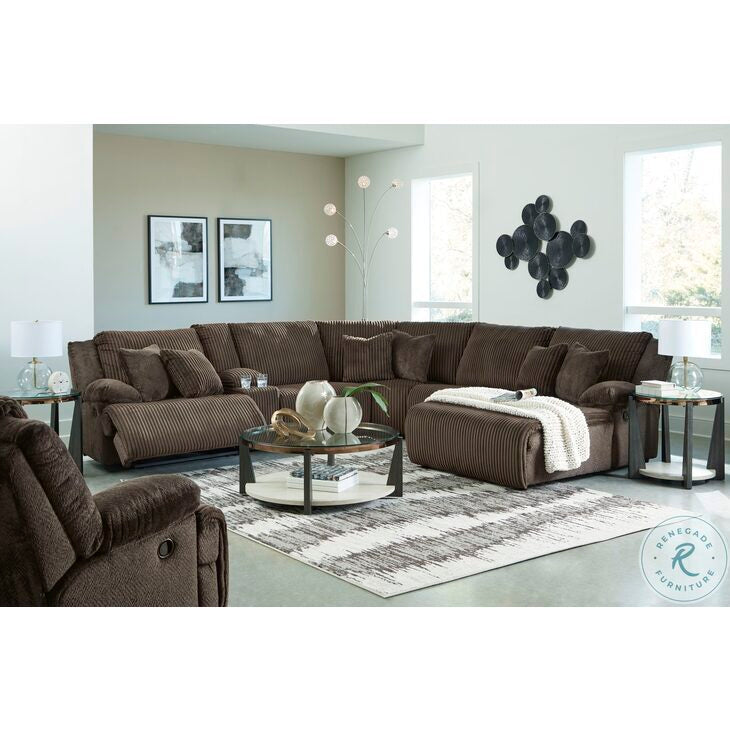 Ashley Top Tier 5 Piece Reclining Sectional w/Console & Right Push Bac ...