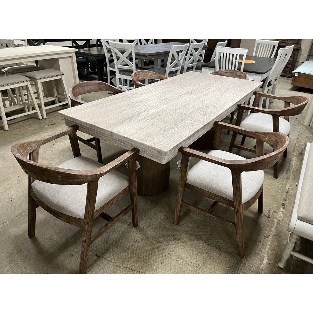 IFD Sahara Dining Table (Base & Top) & 6 Dining Chairs w/Upholstered S ...