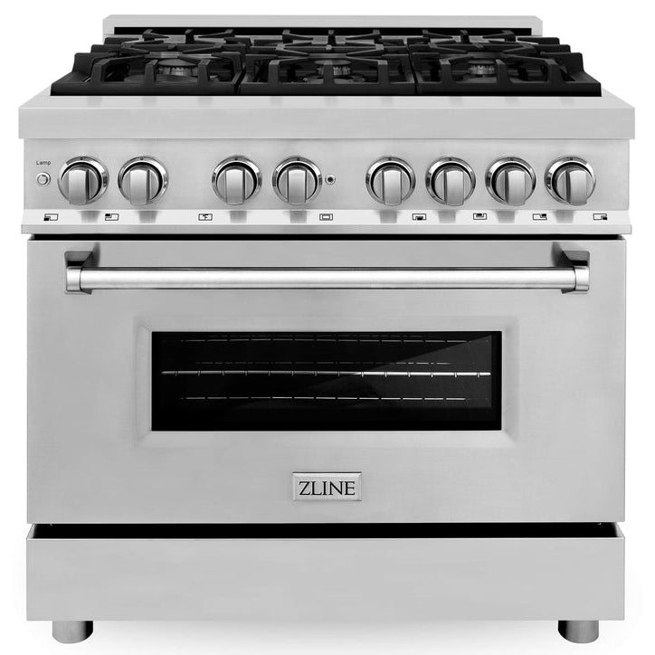 ZLINE 36 in. Dual Fuel Range with Gas Stove and Electric Oven in Stain ...