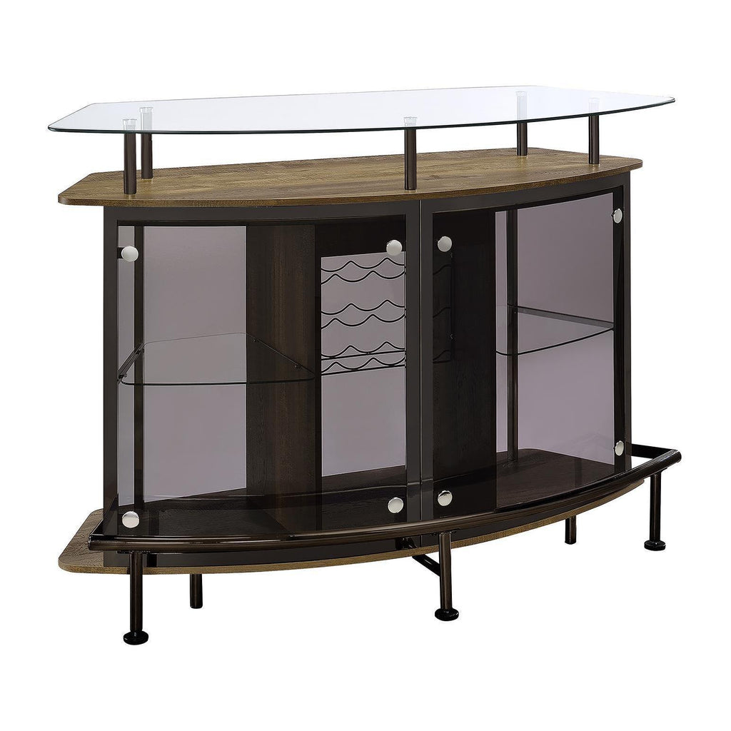 Crescent Shaped - Brown - Glass Top Bar Unit With Drawer – Washburn's ...