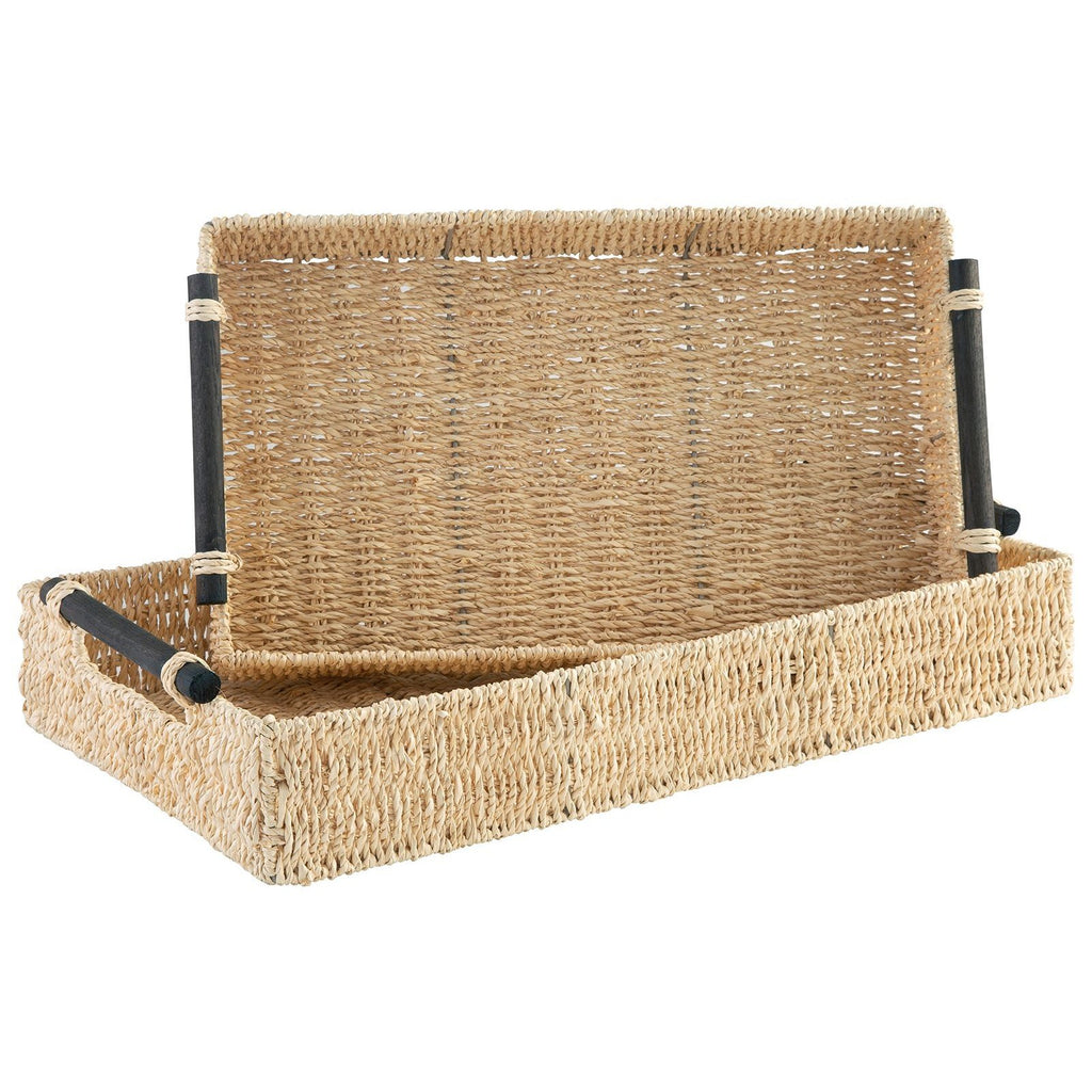 Halima - Tan - Tray Set (2/cn) - Palm Leaf – Washburn's Home Furnishings