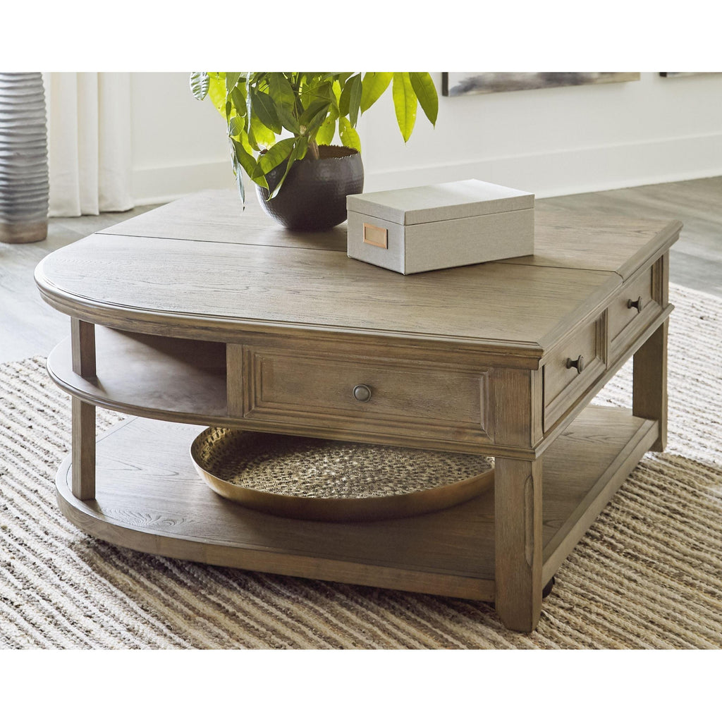 Janismore - Grayish Brown - Lift Top Cocktail Table – Washburn's Home ...