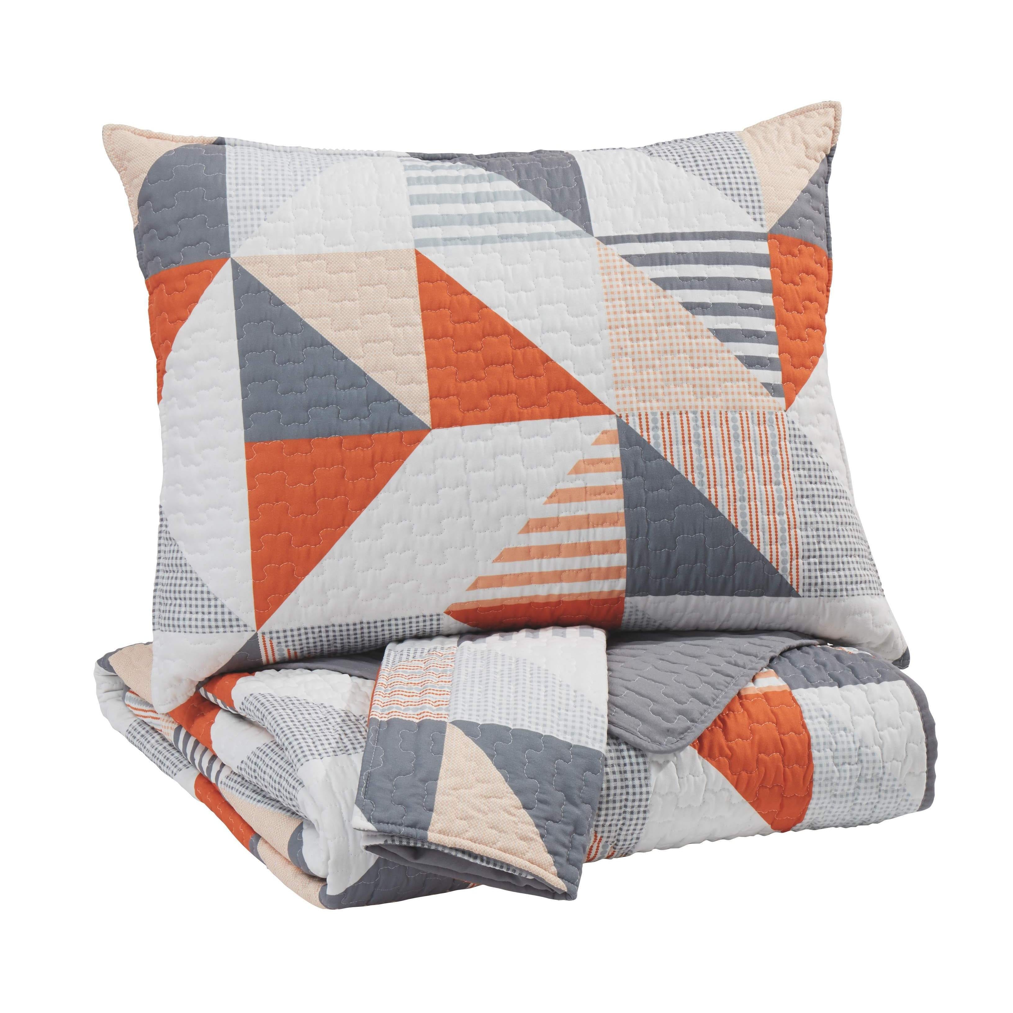 Layne - Gray/orange - Full Coverlet Set – Washburn's Home Furnishings