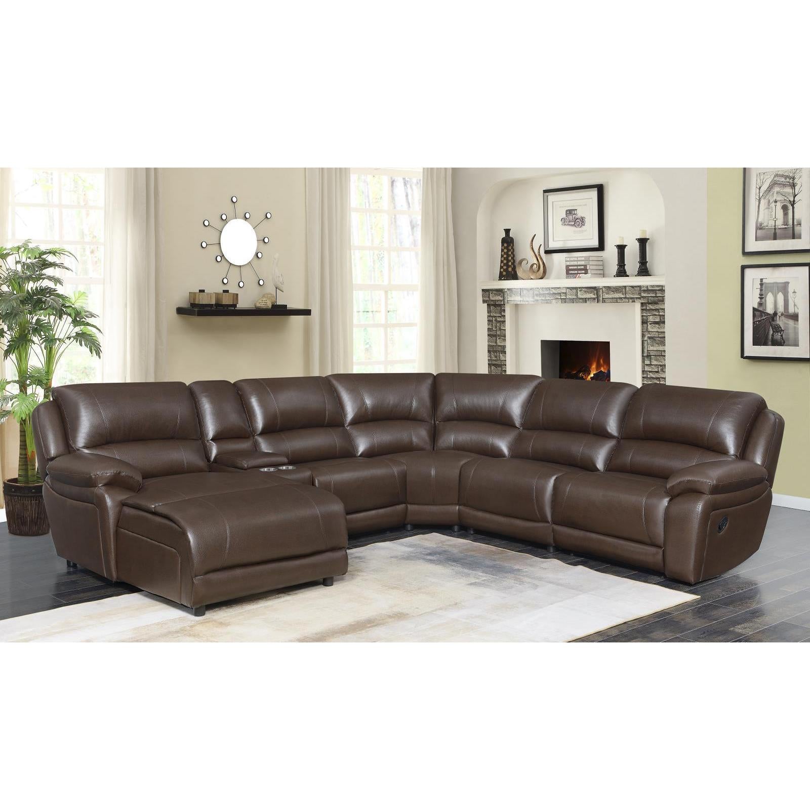 Mackenzie Motion Collection - 6 Pc Motion Sectional - Chestnut ...