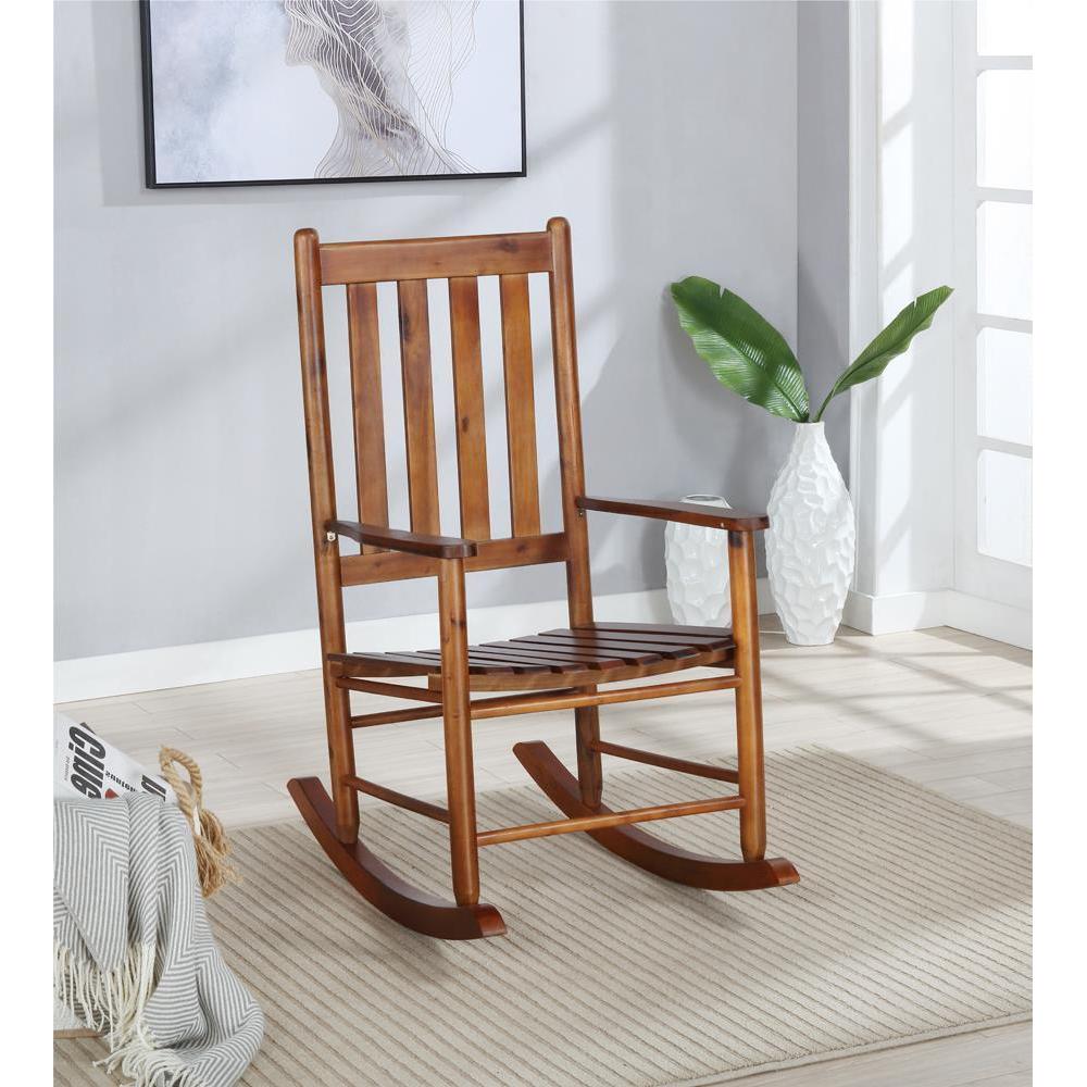 Slat Back Wooden Rocking Chair - Golden Brown – Washburn's Home Furnishings