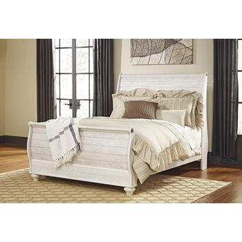 Willowton - Whitewash - Queen Sleigh Rails – Washburn's Home Furnishings